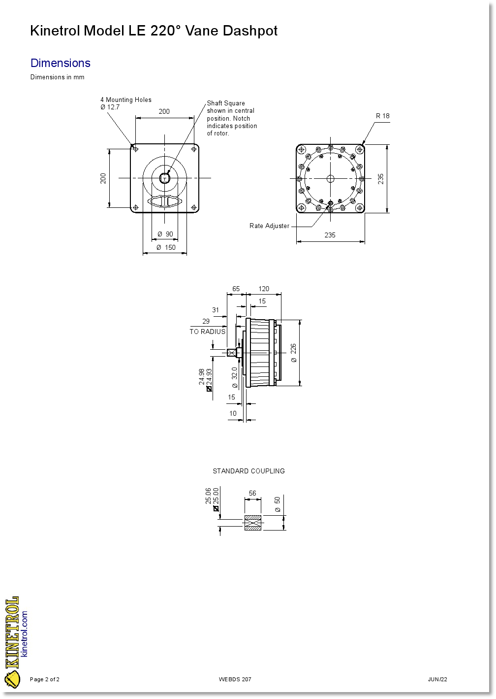 Powerite - Kinetrol UK - Dashpots - Model LE Dashpot